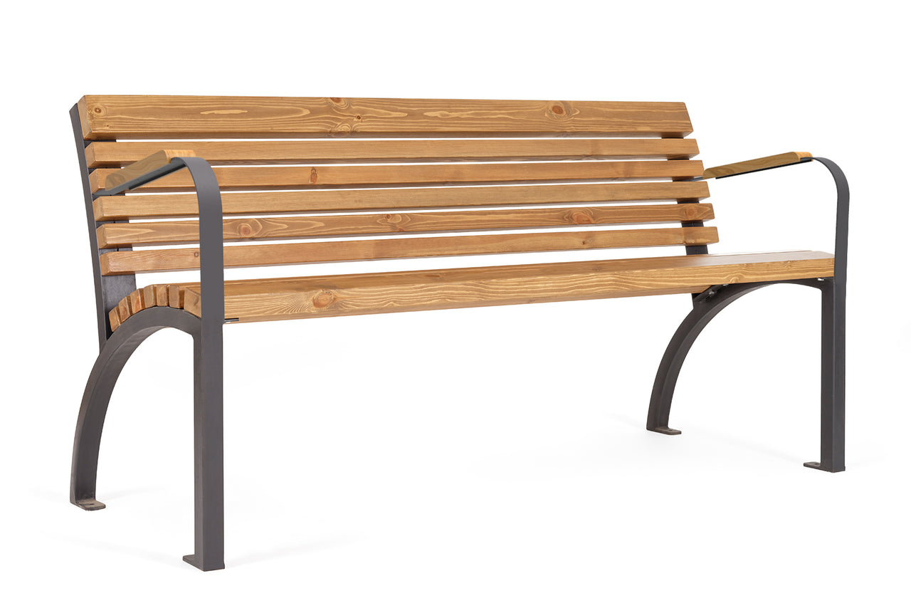 arc bench with armrest – Alamein Outdoor Furniture